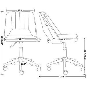Guyou Desk Chair Armless Office Chair Gold and White, Upholstered Velvet Home Office Chair Cute Vanity Stool for Small Space Teens Study Makeup with Hollow Back, White