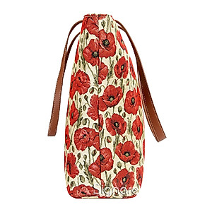 Signare Tapestry Shoulder Bag Tote Bag for Women with Poppy Flower Design (SHOU-POP)