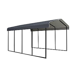 Arrow Carports Galvanized Steel Carport, Full-Size Metal Carport Kit, 12' x 20' x 9', Charcoal