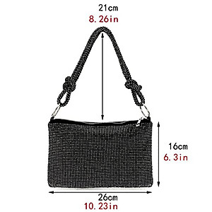 MINI Evening Bag Sparkly Rhinestone Clutches Bling Chain Handbag Elegant Shoulder Purse for Lady (Silver)