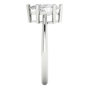 Clara Pucci 2.0 ct Pear Cut Solitaire Moissanite Engagement Wedding Bridal Promise Anniversary Ring 18K White Gold Size 5.25