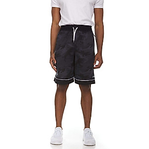 Spalding Mens Heat Performance Basketball Shorts with 10" Inseam, Black Camo, L