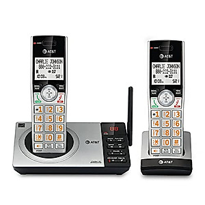 AT&T CL82207 DECT 6.0 2-Handset Cordless Phone for Home with Answering Machine, Call Blocking, Caller ID Announcer, Intercom and Unsurpassed Range, Silver