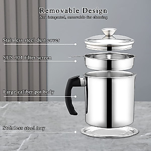 Berglander Bacon Grease Container With Strainer 47oz/1.4L, Stainless Steel Oil Storage Container with Fine Mesh Strainer Dust-proof for Storing Frying Oil and Cooking Fat, Cooker Accessories