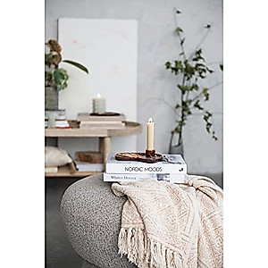 Bloomingville Cotton Slub Pattern and Tassels, Ivory and Putty Orange Blanket Throw, Pink