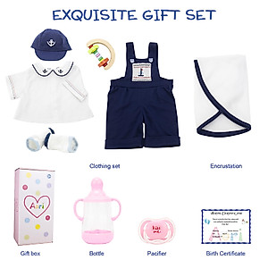 Aori Reborn Baby Dolls 22 inch Realistic Newborn Baby Boy Doll Lifelike Weighted with Feeding Toy Set