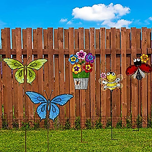 Metal Garden Stakes Spring Yard Sign Decorative Plant Stake Lawn Art Patio Decor Pathway Ornaments Indoor Outdoor Decoration (Bee)