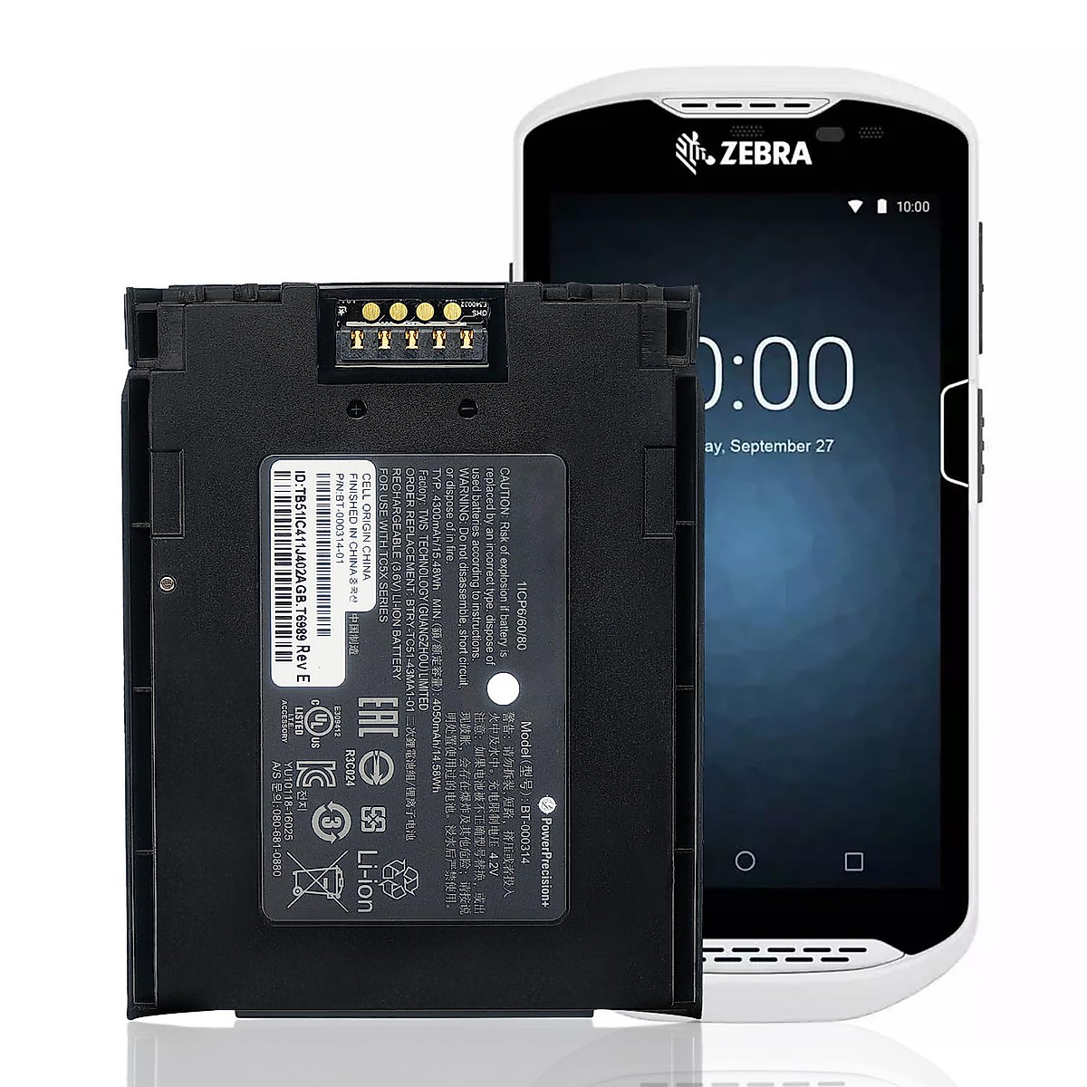 EXCEPOWER BT-000314 Replacement Battery for Zebra TC51 TC52 TC56 TC57 TC510 TC510K TC52X TC520L TC51HC TC57HO TC510K Handheld Barcode Scanner BTRY-TC51-44MA1-01 BTRY-TC51-4A1-01 1PAZU2P-A6 (Black)