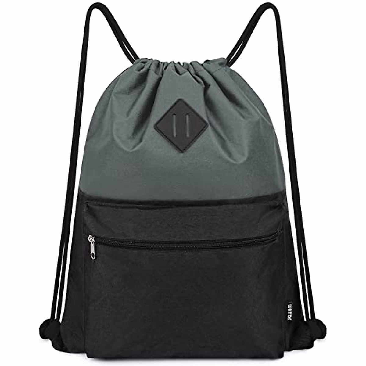 WANDF Drawstring Backpack Sports Gym Bag with Wet Compartment, Water-Resistant String Bag Cinch Bag for Women Men (Black)