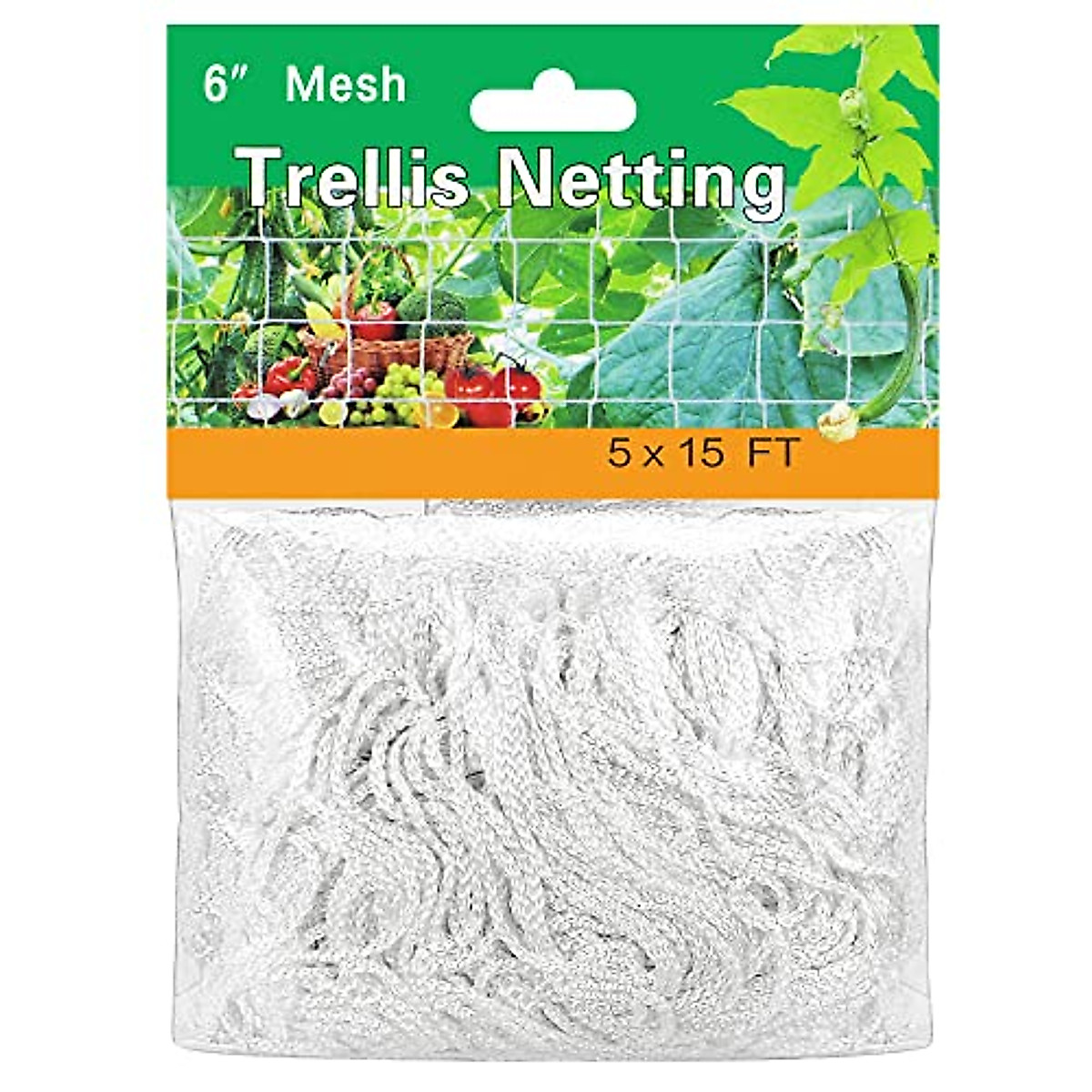 Hoople 5X15ft Garden Plant Trellis Netting Mesh Flexible String Net with Square Mesh for Climbing Plants, Vegetables, Fruits, and Flowers