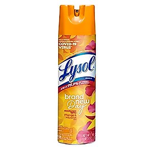 Lysol Disinfectant Spray, Sanitizing and Antibacterial Spray, For Disinfecting and Deodorizing, Mango & Hibiscus Scent, 19 Fl Oz, (Packaging May Vary)
