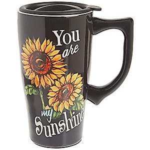 Spoontiques - Ceramic Travel Mugs - You Are My Sunshine Cup - Hot or Cold Beverages - Gift for Coffee Lovers