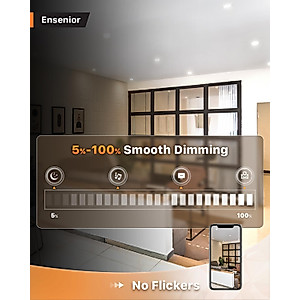 Ensenior 16 Pack 4 Inch LED Recessed Ceiling Light, Dimmable, 2700K-5000K 5CCT, 750LM 9W 120V, High Brightness Canless Wafer Downlight - ETL&FCC&IC