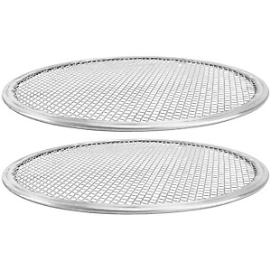 NUOBESTY 2pcs Aluminum Pizza Baking Screen 16 Inch Mesh Pizza Tray Seamless Round Pizza Screen Nonstick Pizza Pan Oven Bakeware Pizza Making Net Tools