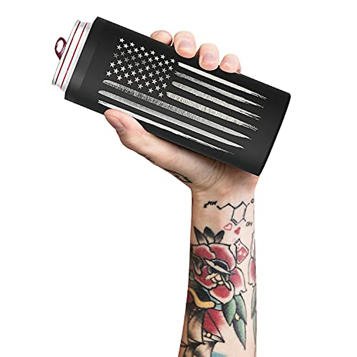 American Flag Skinny Can Cooler for Slim Beer & Hard Seltzer Cans | 12oz Stainless Steel Insulated Tall Can Cooler – Gifts for Veterans