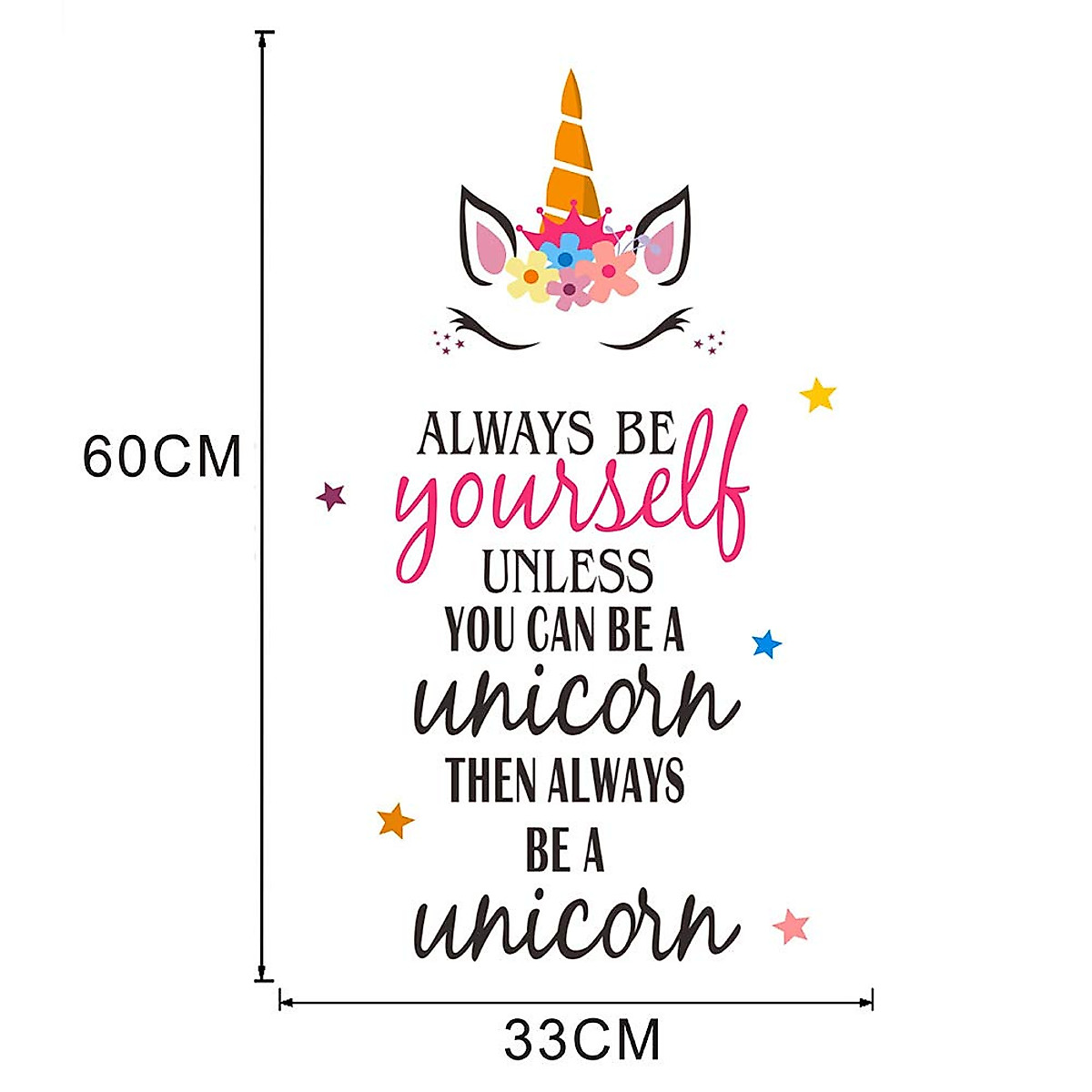 Motivational Quotes Wall Stickers,Always be Yourself Unless You Can be a Unicorn Wall Decal for Girls Room,Uplifting Encouragement Gift for Girls,Inspirational Decorations Wallpaper Mural for Nursery