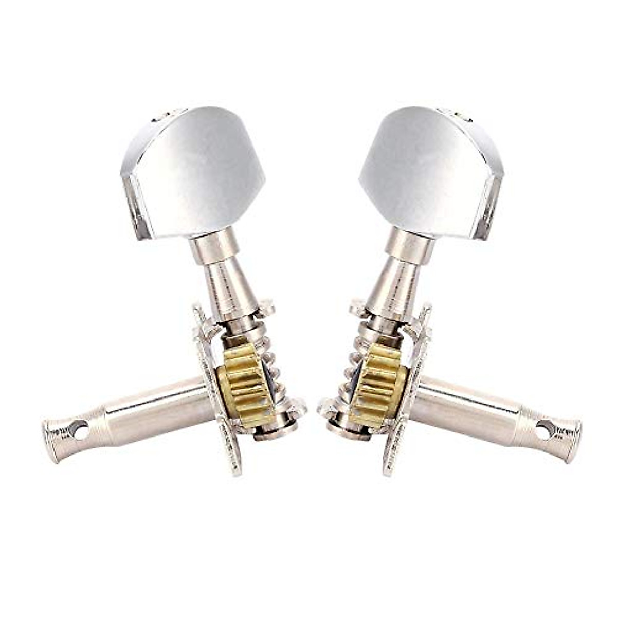 Ukulele Tuning Pegs, 2L2R Classical Style Ukulele Tuning Pegs Machine Heads for Ukulele DIY Parts (Silver)