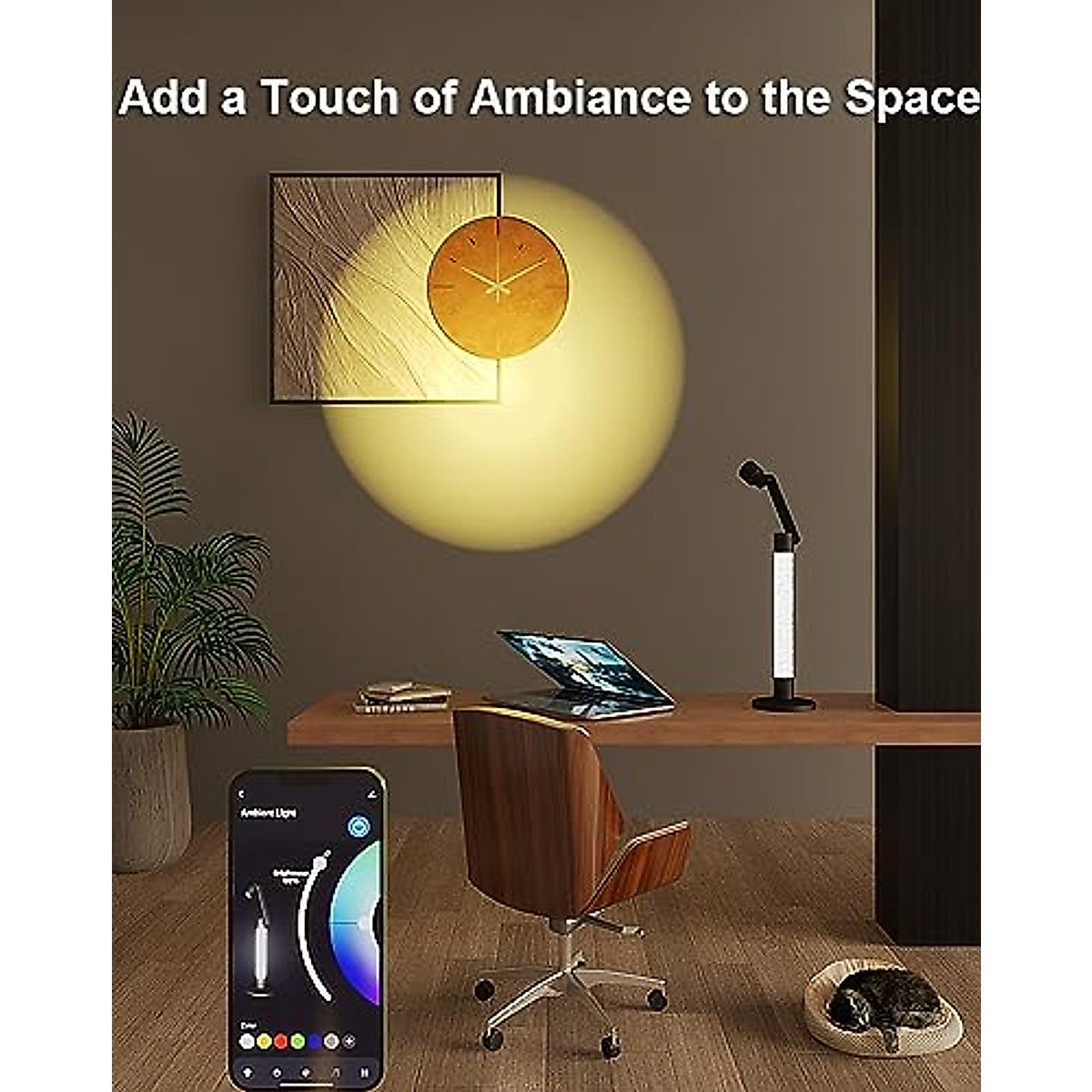 HCYHNB Smart Table Lamp Works with Alexa Google Home, Swing Arm Desk Lamp with Rotatable Body, APP Control DIY Lighting Modes & Music Sync, Dimmable Night Light for Kids Adults