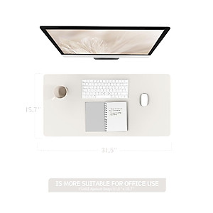 YSAGi Non-Slip Leather Desk Pad, Waterproof Laptop Computer Desk Keyboard Mat, Table Protector Blotter Mat, Large Mouse Pad for Office/Work/Home/Decor(Apricot Gray, 31.5" x 15.7")