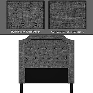 GORELAX Upholstered Twin Bed Frame, Mattress Foundation with Curved Button Tufted Headboard & Wooden Slats, Diamond Stitched Panel Bed Base, Easy Assembly, 16 inch Tall Single Platform Bed Frame Grey