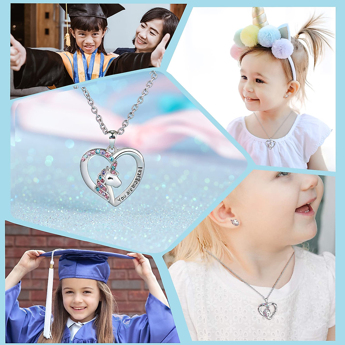 Shonyin Silver Unicorn Necklace for Women Girls CZ Unicorn Heart Necklace You Are Magical Christmas Birthday Valentines Stocking Stuffer Gifts for Girls Daughter Granddaughter Niece