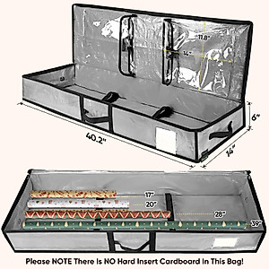 BALEINE SOFT Christmas Wrapping Paper Storage Bag, 40" Durable PE Gift Wrap Storage Bag with Flexible Partitions and Pockets for Ribbon, Accessories (Grey)