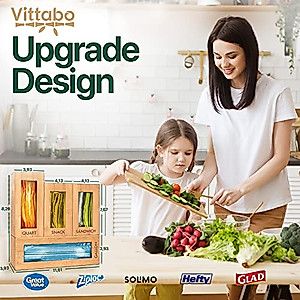 Vittabo Bamboo Ziplock Bag Organizer for Drawer - Food Bag Storage Organizer - Sandwich Bag Organizer- 4 Pc. Gallon, Quart, Snack, Sandwich - Slider Bag Organizer with Soft Non-Slip Pads