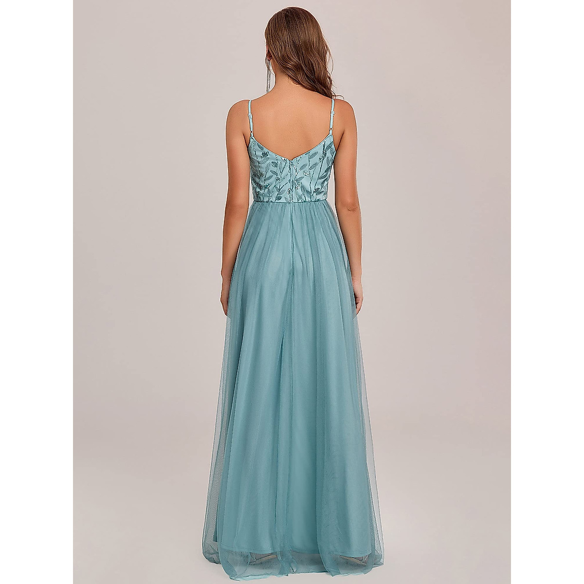 Ever-Pretty Women's Spaghetti Straps Sleeveless Maxi Dress Demin Blue US6