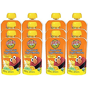 Earth's Best Organic Sesame Street Toddler Fruit Yogurt Smoothie, Pineapple, Orange and Banana, 4.2 oz. Pouch (Pack of 12)