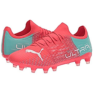 Puma Women's Ultra 3.3 Firm Ground Soccer Shoe, Sunblaze-White-Elektro Aqua, 5.5