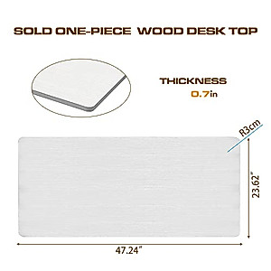 AIMEZO 47 x 24 inch Table Top Solid One-Piece Table Top Universal Desk Top for Standing and Sit to Stand Height Adjustable Desk FramesWhite