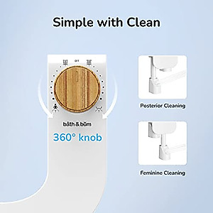 Bath & Bum Bidet, Ultra-Slim Bidet Attachment, Non-Electric Bidet Toilet Seat Attachment,Detachable Self-Cleaning Dual Nozzles and Adjustable Water Pressure, Easy to Install Bidet