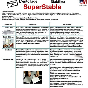 Superpunch Fusible Iron On No Show Mesh Embroidery Stabilizer, 1.5 Oz Lightweight Embroidery Backing Stabilizer-12 Inch x 10 Yard, SuperStable White Stabilizer for Embroidery Machine, Made in USA