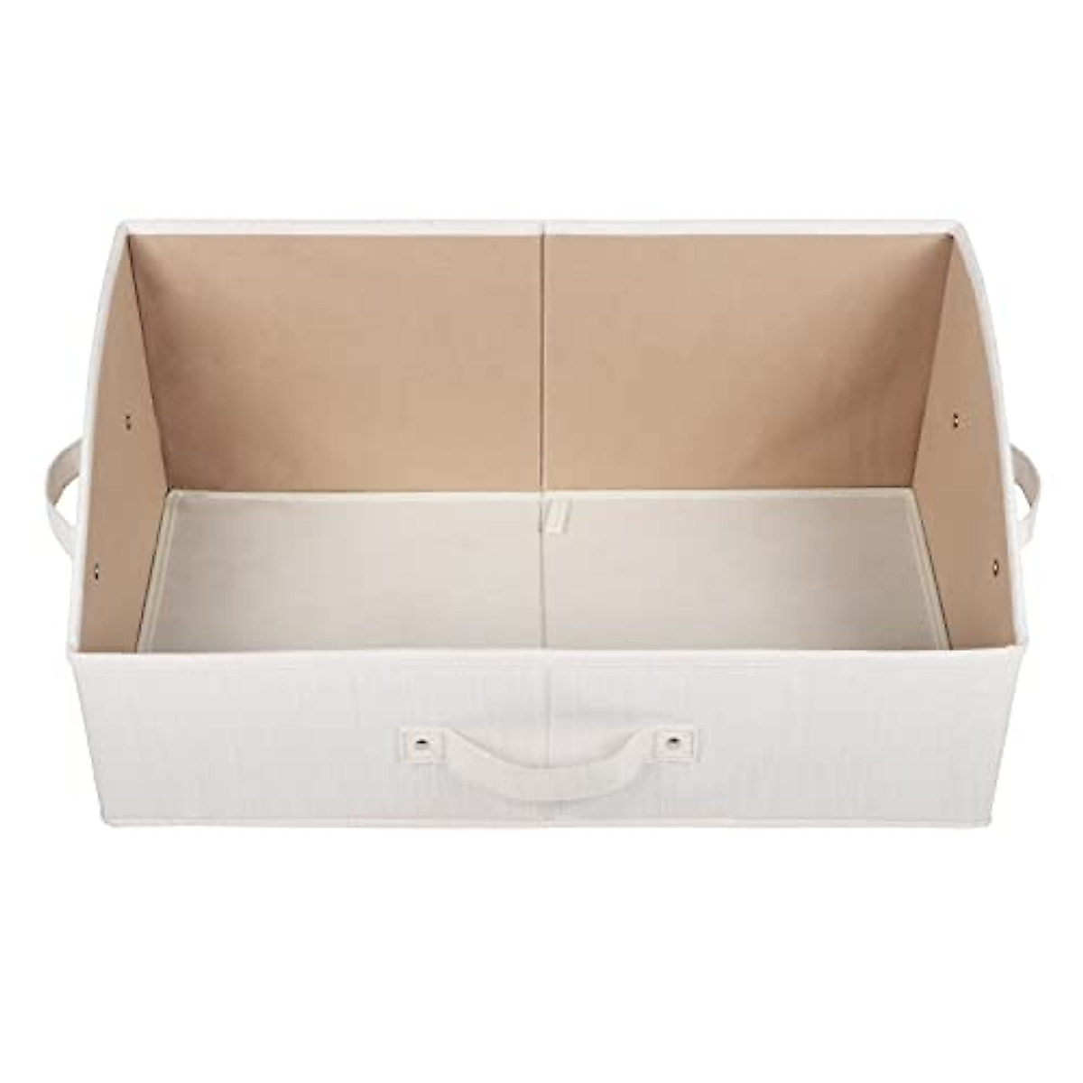 KEEGH Storage Bins for Closet Shelves Storage Baskets for Shelves Trapezoid Storage Bin Fabric Organizer Bins for Clothes with Handles,Beige,Set of 3