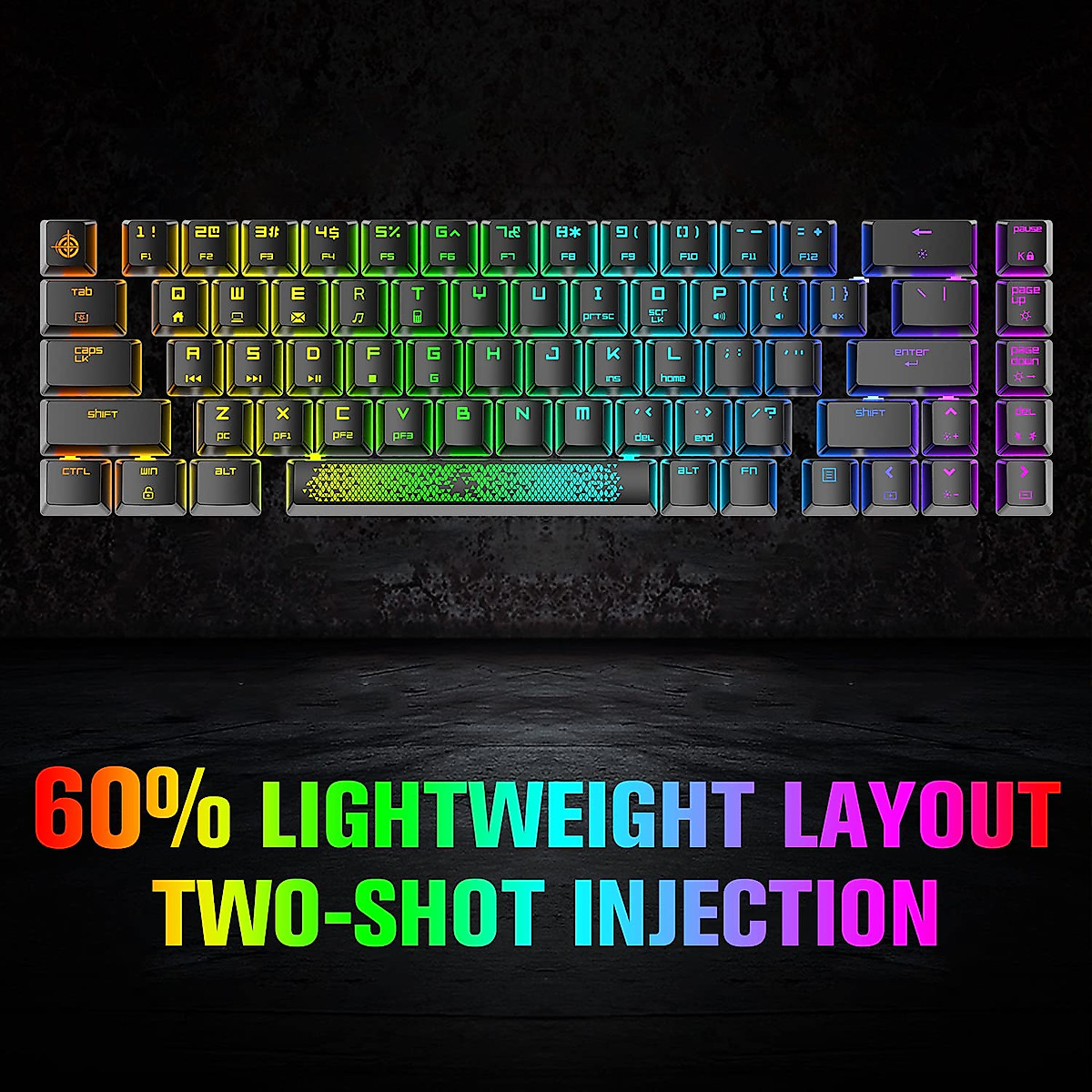 MAGIC-REFINER 60% Mini Mechanical Keyboard, MK14 Wired Gaming Keyboard with Chroma RGB Backlit,Clicky Blue Switch,NKRO 68Key No-Conflict,Ergonomic with Detachable USB-C Cable for Win/Mac/PC(Black)