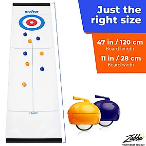 Elite Sportz Equipment Curling Game - Tabletop Games for Adults, Kids & Families - 4 Ft x 1 Ft Mat for Indoor Fun w/Bonus Travel Bag - Ages 6 & Up