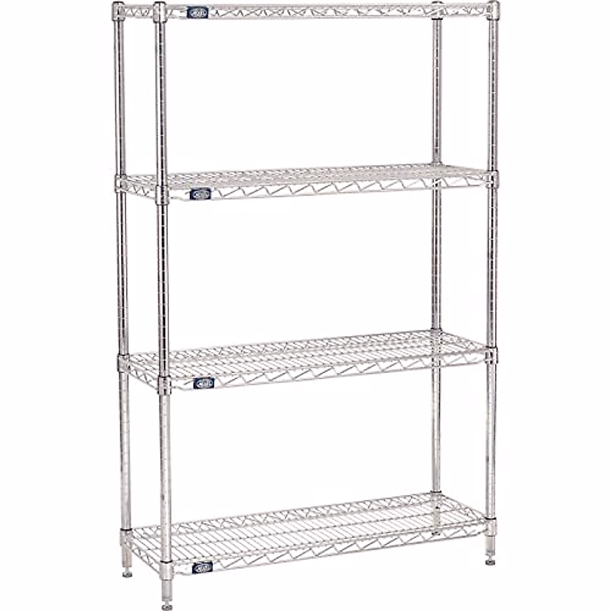 Nexel Adjustable Wire Shelving Unit, 4 Tier, Commercial Dry Storage Rack, 12" x 36" x 63", Chrome