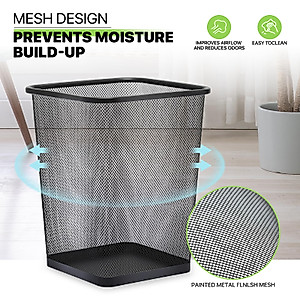 Magshion 5 Gallon Small Mesh Trash Can, Open-Top Metal Garbage Bin Container, Trash Wastebasket for Kitchen, Bathroom, Bedroom and Outdoor, Black