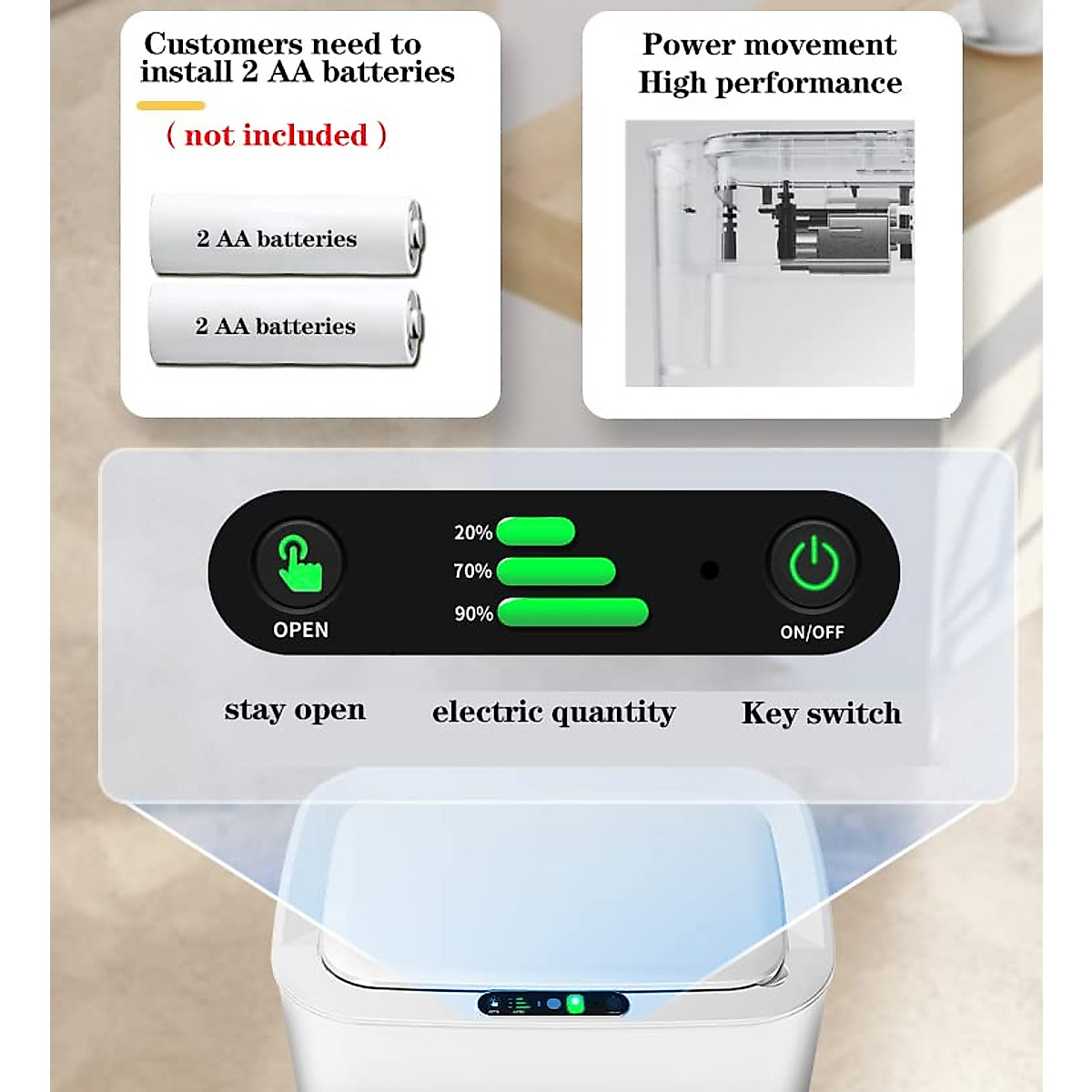 Touchless Bathroom Trash Can with Lids, 4.5 Gallon Automatic Small Garbage Can Motion Sensor Trash Bin, Motion Waste Basket for Toilet, Living Room,Bedroom,Office,Gifts for Women (White)