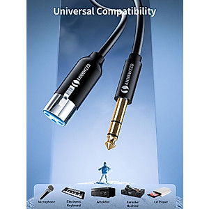 ANNNWZZD XLR to 1/4, TRS to XLR Cable, XLR Female to 1/4 for Guitar, Mixer, Speaker, Playing Live 6FT/2M