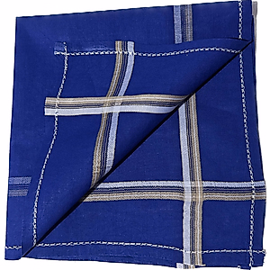 Royal Mart men's handkerchiefs, 100% cotton, hemstitched, 17x17 inches, multi-colored (Pack of 12)