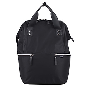 BODHI Doctor Bag Style Top Load Backpack Purse With Front Large Zipper Pockets, Black