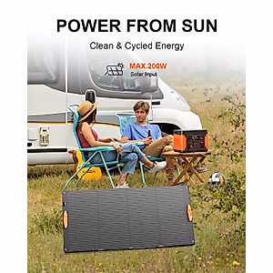Portable Power Station 600W(Peak 1200W), Tiexei Solar Generator Backup 550Wh LiFePO4 Battery Pack with 110V AC Outlet, Pure Sine Wave Powerhouse with LED Light for RV Camping Fishing Home Emergency