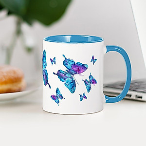 CafePress Electric Blue Butterfly Dance Mug Ceramic Coffee Mug, Tea Cup 11 oz
