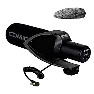 comica CVM-V30 PRO Camera Microphone Electric Super-Cardioid Directional Condenser Shotgun Video Microphone for Canon Nikon Sony Panasonic DSLR Camera with 3.5mm Jack (Black)