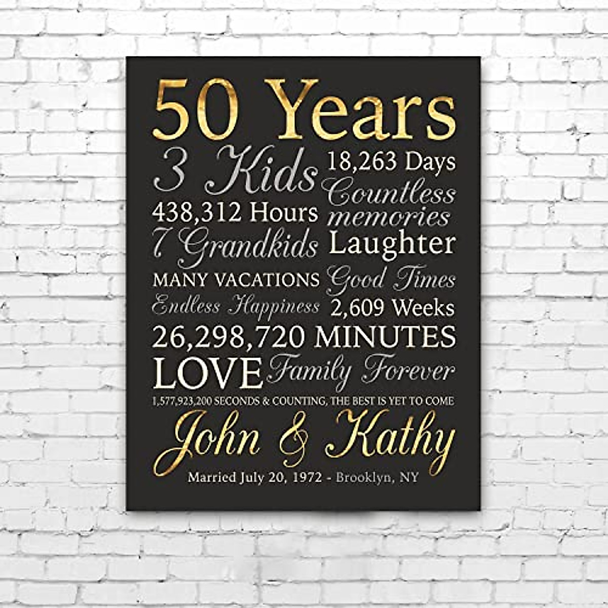 50th, Personalized Gold Anniversary, 50 Years Wedding Anniversary Birthday, Golden Anniversary Decorations, Grandparents Gifts, Parents 50th, Mom and Dad Gifts