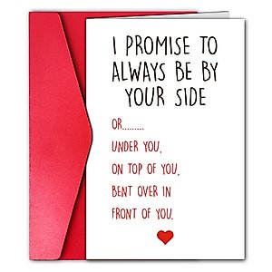 CGBRspacex Funny Anniversary Card for Boyfriend Husband, I Promise to Always Be By Your Side Card, Hilarious Gift for First Second Third Year Anniversary (Top or Under)