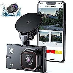 Dash Cam Front and Rear with WiFi - Kingslim D2 Pro 4K Single Front/2K+1080P Front and Rear Dual Dashcam for Cars with Night Vision and 24H Parking Monitor, 256GB Max Supported, Black