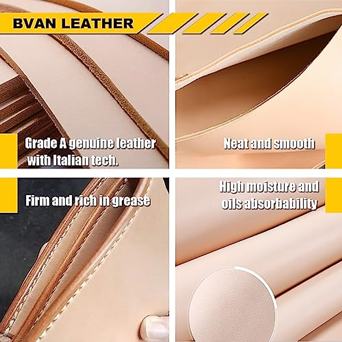 Veg Tan Leather, Flawless 12” X 24” 4-5oz Genuine Tooling Leather Sheets Precut, Full Grain Vegetable Tanned Leather for Tooling, Carving, Dyeing, Embossing(12"×24", Natural/Vegetable Tanned Leather)