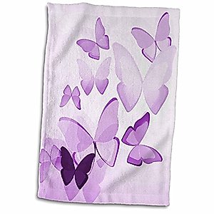 3D Rose Pretty Transparent Purple Butterflies Hand/Sports Towel, 15 x 22